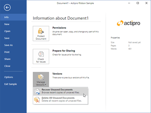 Actipro Ribbon Office Like User Interface Wpf Control