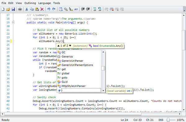 Actipro SyntaxEditor .NET Languages Add-on - Advanced C# and Visual ...