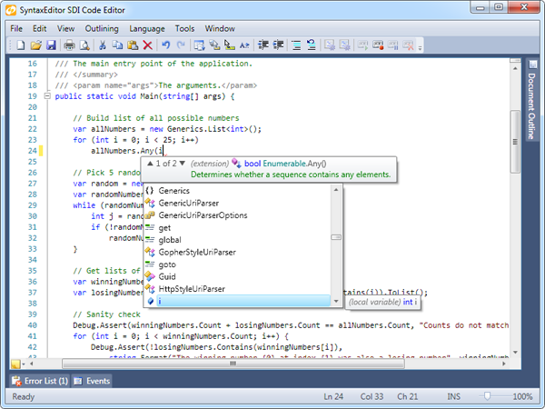 Actipro SyntaxEditor .NET Languages Add-on - Advanced C# and Visual ...
