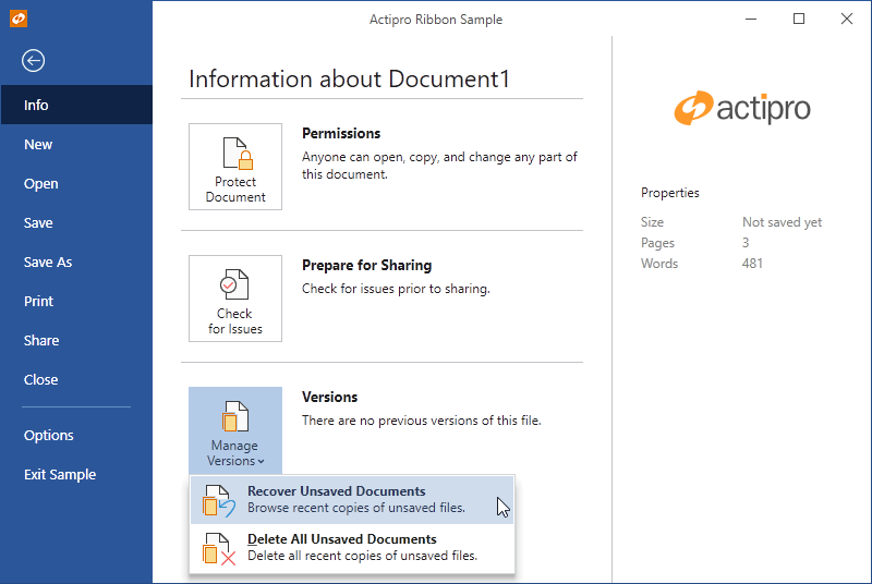 Actipro Ribbon Office Like User Interface Wpf Control